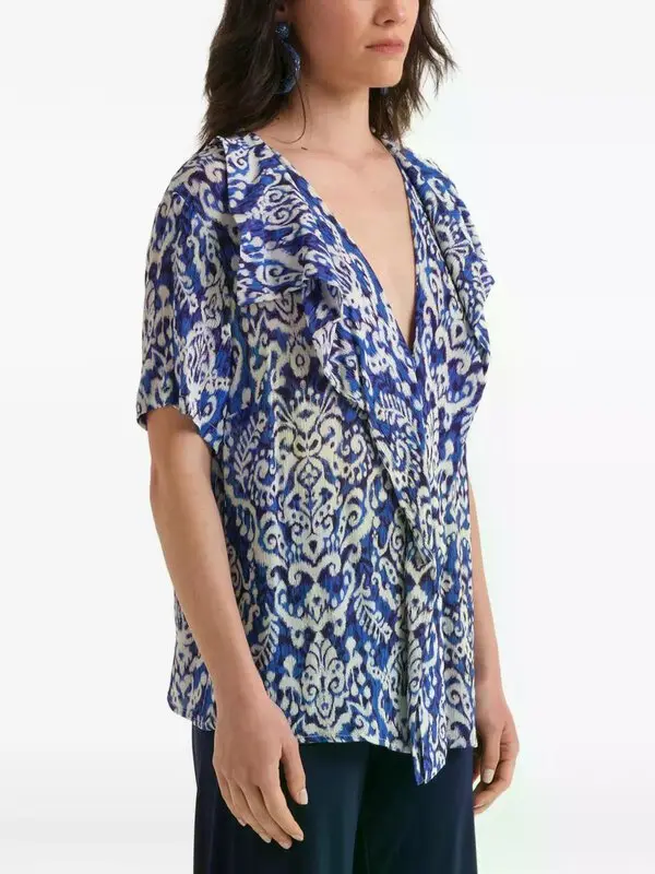 Malìparmi Ikat-print Ruffled Top