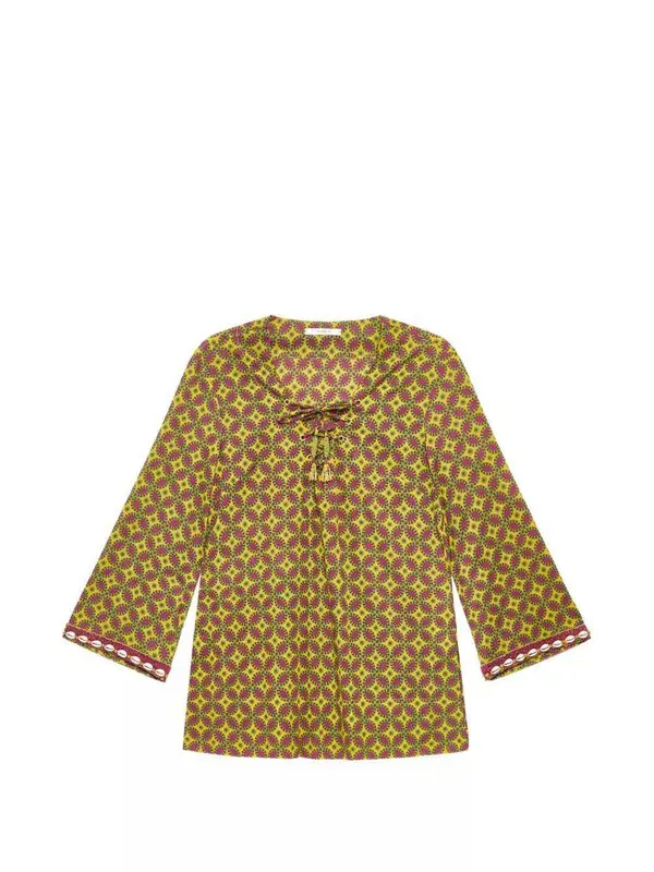 Malìparmi Embroidered Geometric Print Shirt - Yellow