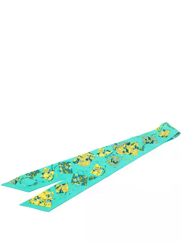 Hermès 2000-2026 Kelly En Caleche Silk Twilly Scarf Scarves - Blue