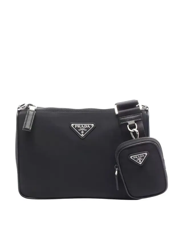 Prada Saffiano Trimmed Re-nylon Zip Top Crossbody Bag 2013-2026