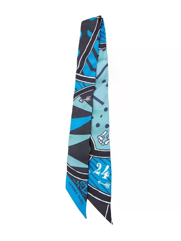 Hermès 2010-2026 Jeu De Soie Uniforme Twilly Silk Scarf Scarves - Blue