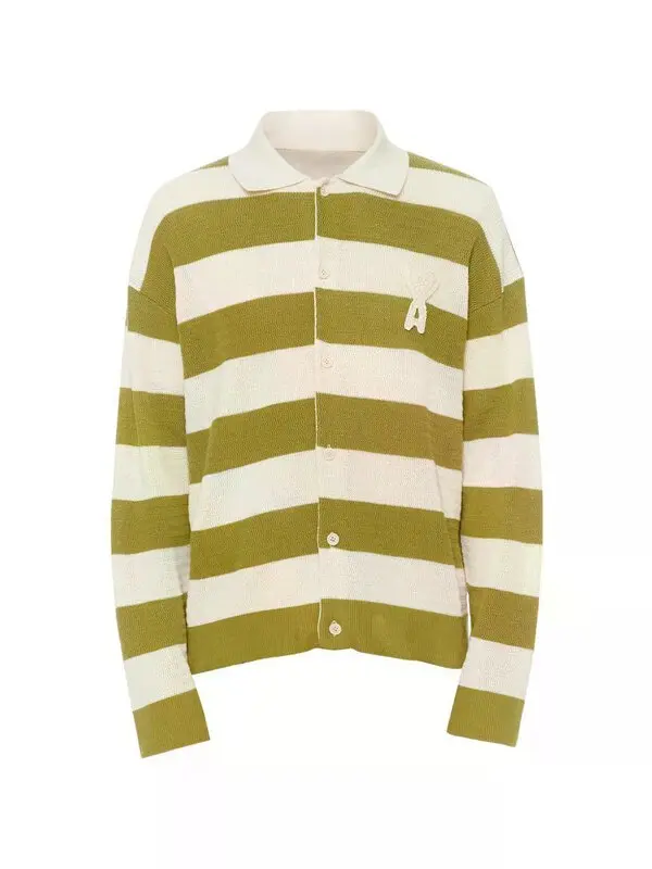AMI Paris De Coeur Striped Cardigan