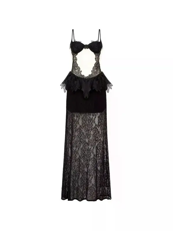 David Koma Lace-paneled Cut-out Dress - Black