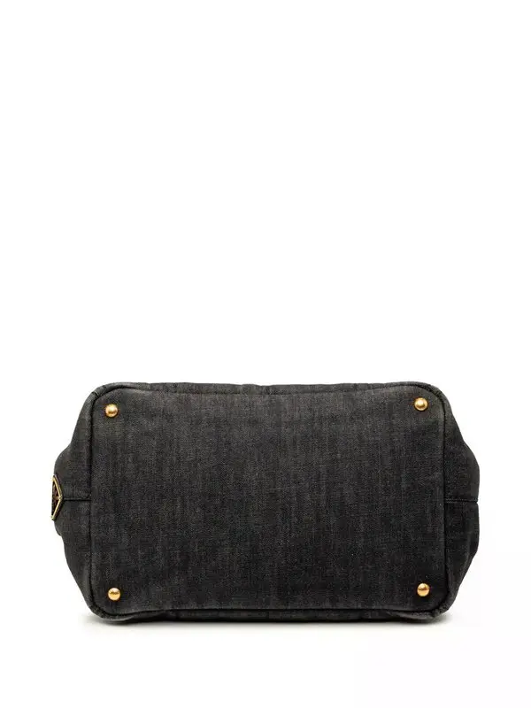 Prada 2013-2026 Denim Canapa Logo Satchel - Black