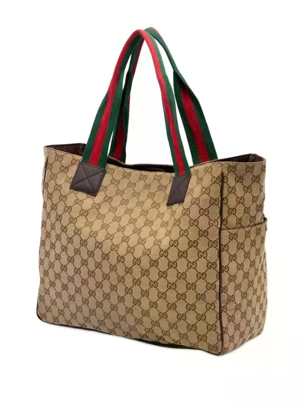 Gucci Gg Canvas Web Double Pockets Tote Bag