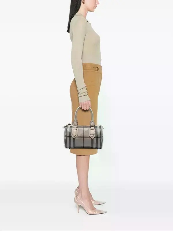 Burberry Smoke Check Coated Canvas Chester Boston Bag