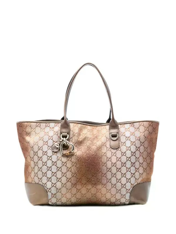 Gucci Gg Lurex Heart Bit Tote Bag - Brown