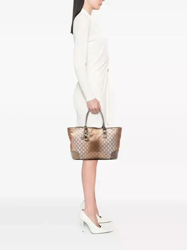 Gucci Gg Lurex Heart Bit Tote Bag - Brown