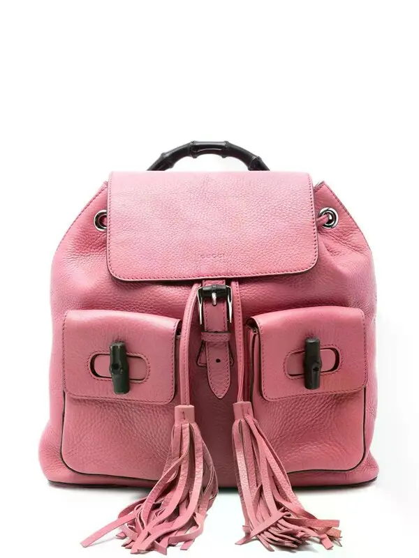 Gucci Leather Bamboo Tassel Backpack