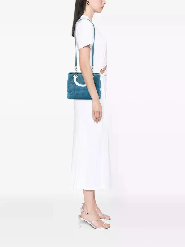 Dior 1999 Medium Denim Cannage Lady Satchel - Blue