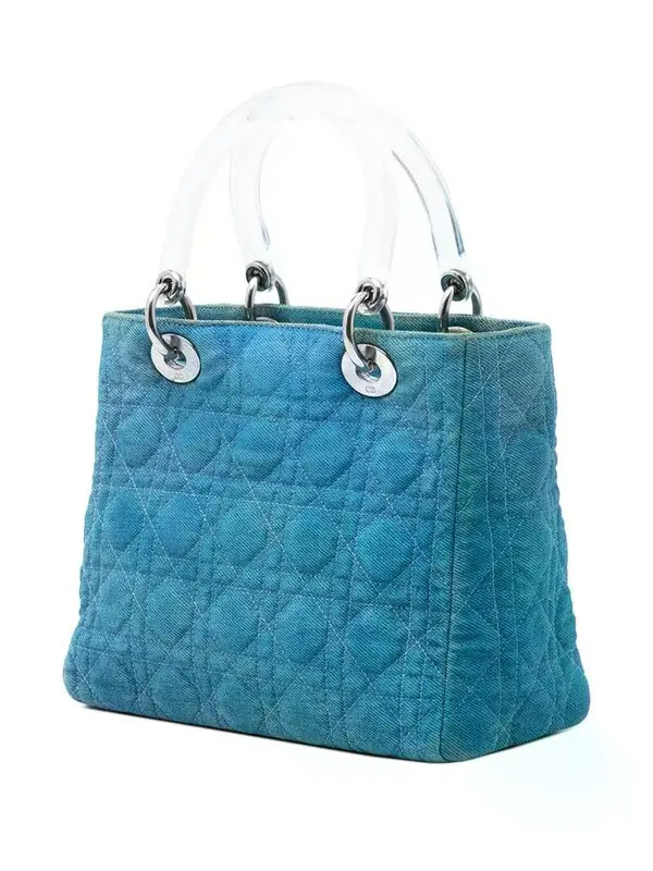 Dior 1999 Medium Denim Cannage Lady Satchel - Blue