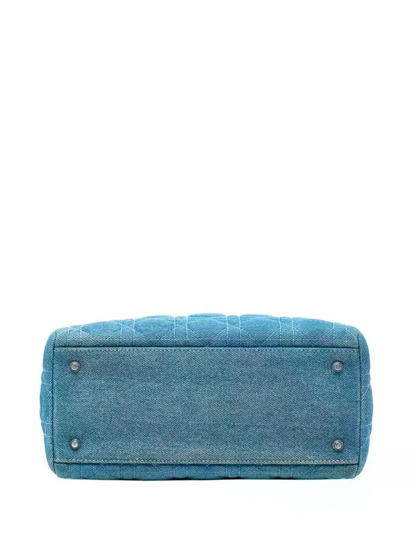 Dior 1999 Medium Denim Cannage Lady Satchel - Blue