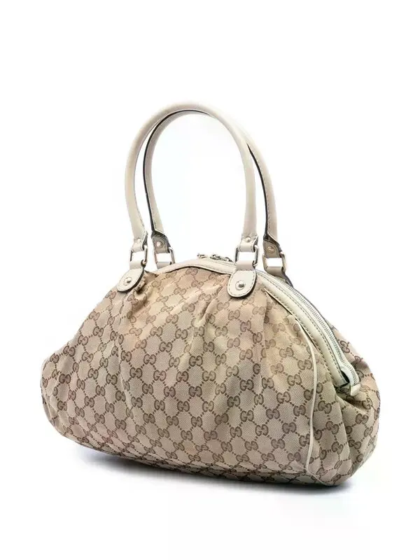 Gucci Gg Canvas Sukey Satchel - White
