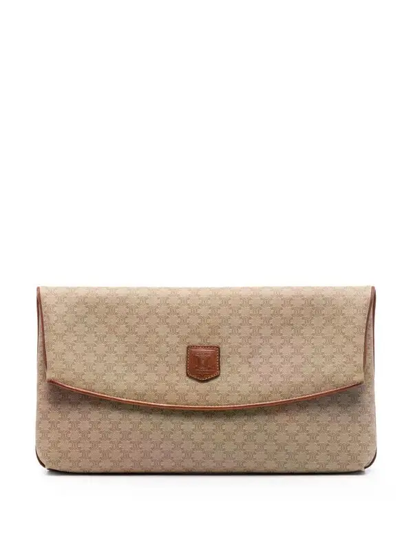 Celine 2006 Macadam Coated Canvas Clutch Bag - Neutrals