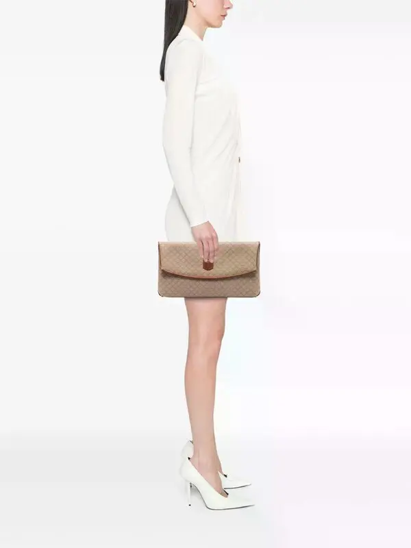 Celine 2006 Macadam Coated Canvas Clutch Bag - Neutrals