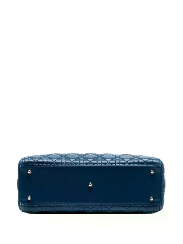 Dior 2014 Large Lambskin Cannage Lady Satchel - Blue