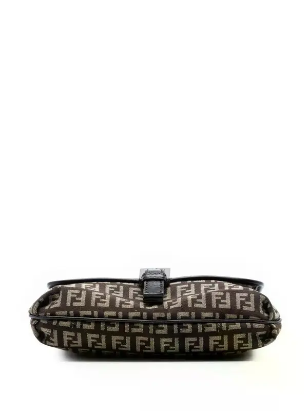 Fendi Zucchino Canvas Flap Crossbody Bag - Brown