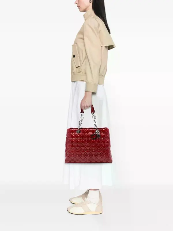 Dior 2011 Large Cannage Lady Soft Shopping Tote Bag - Red
