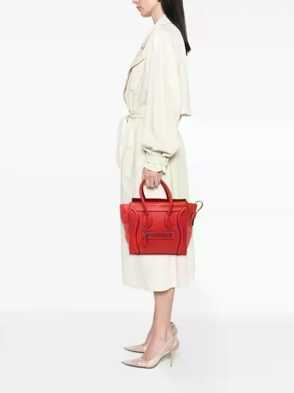 Celine 2012 Micro Leather Luggage Tote Handbag - Orange