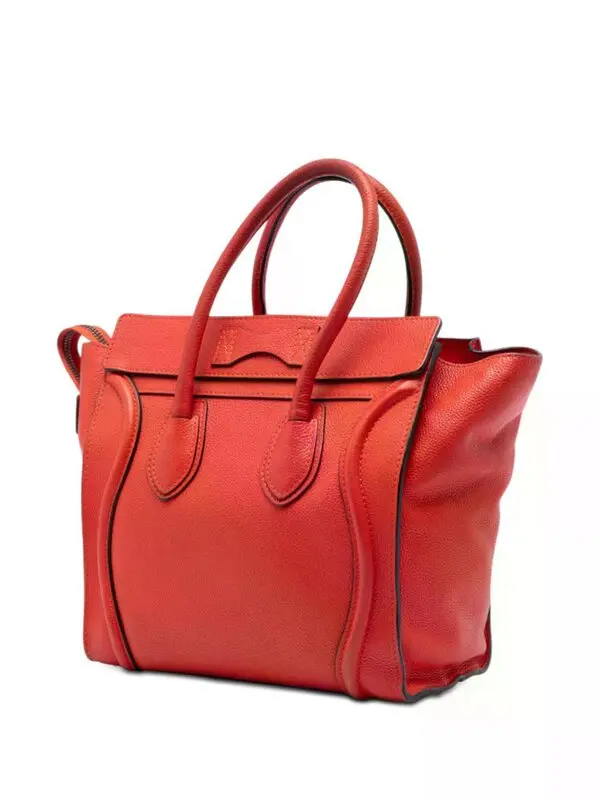 Celine 2012 Micro Leather Luggage Tote Handbag - Orange