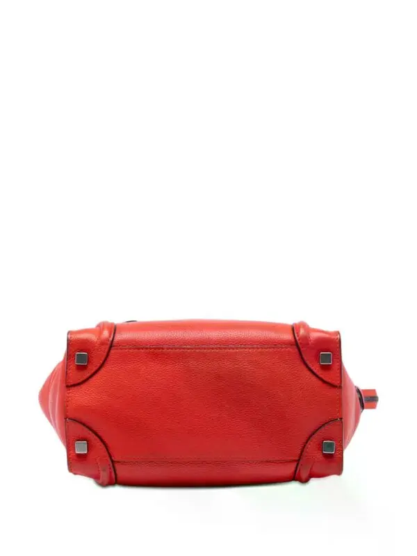 Celine 2012 Micro Leather Luggage Tote Handbag - Orange