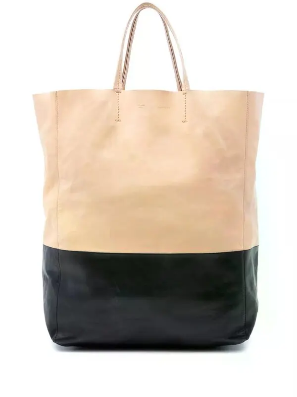 Celine 2010 Bicolor Leather Vertical Cabas Tote Bag - Black