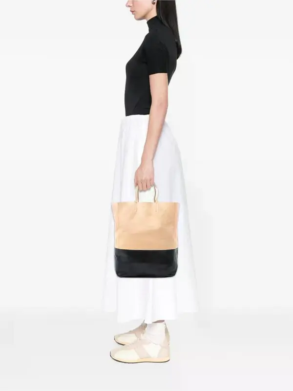 Celine 2010 Bicolor Leather Vertical Cabas Tote Bag - Black