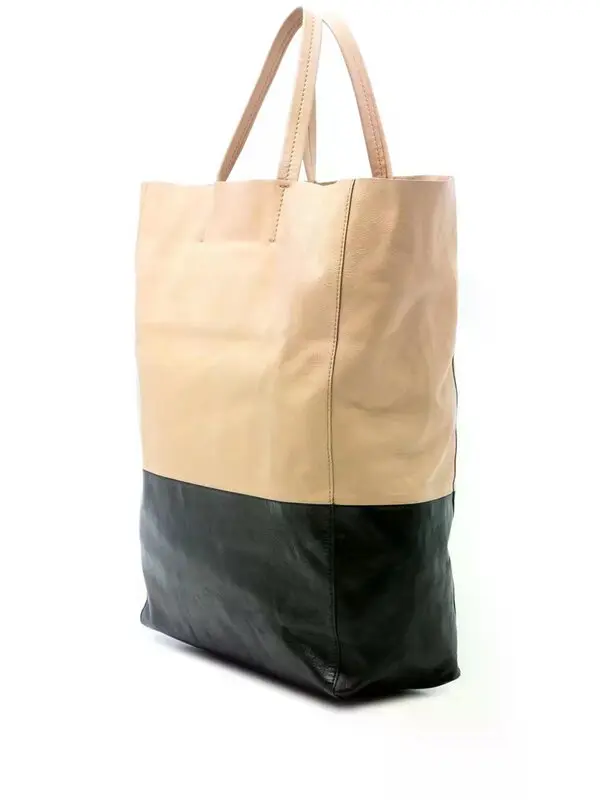 Celine 2010 Bicolor Leather Vertical Cabas Tote Bag - Black