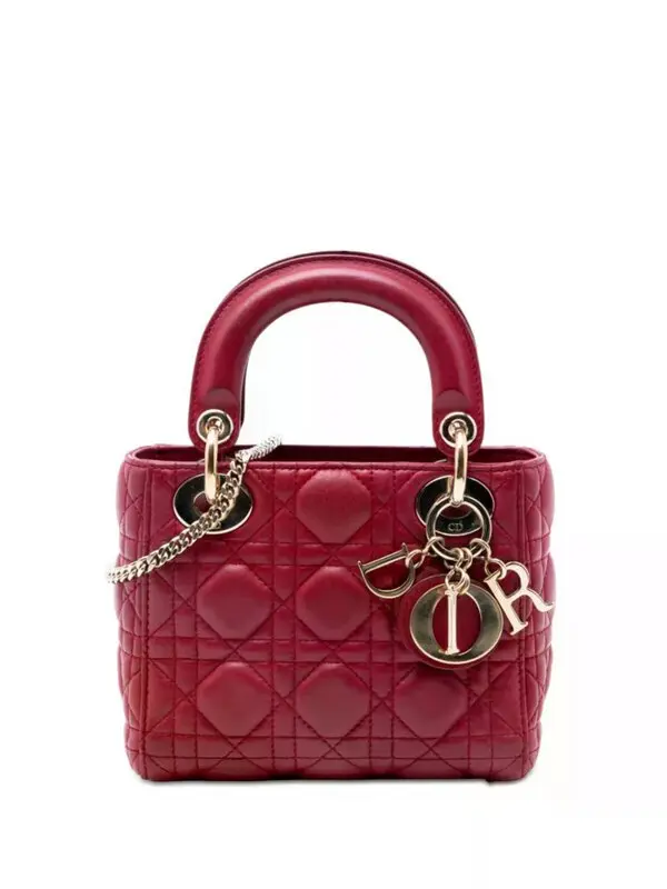 Dior Lambskin Cannage Lady Satchel - Red