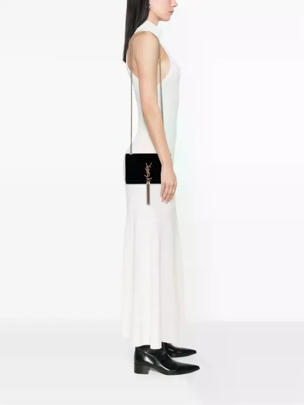 Saint Laurent 2018 Small Suede Monogram Kate Tassel Crossbody Bag - Black