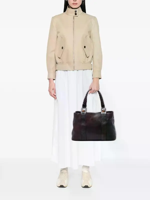 Gucci Ssima Trimmed Leather Bamboo Libeccio Tote