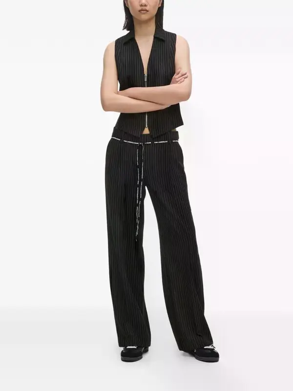 Karl Lagerfeld Pinstripe Logo Tape Trousers