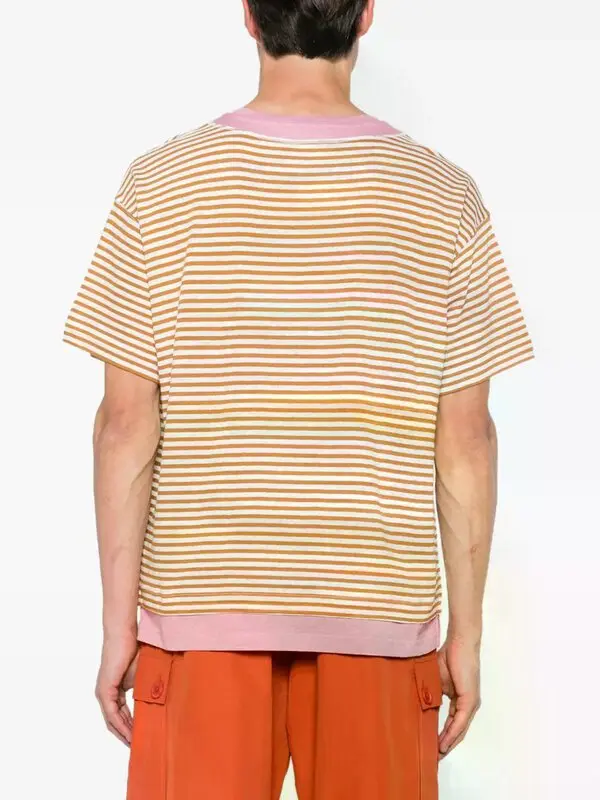 Marni Stripe-pattern Floral-print T-shirt - Brown