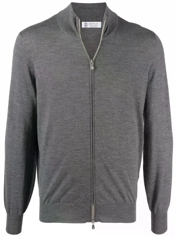 Brunello Cucinelli Zipped Knit Cardigan - Grey