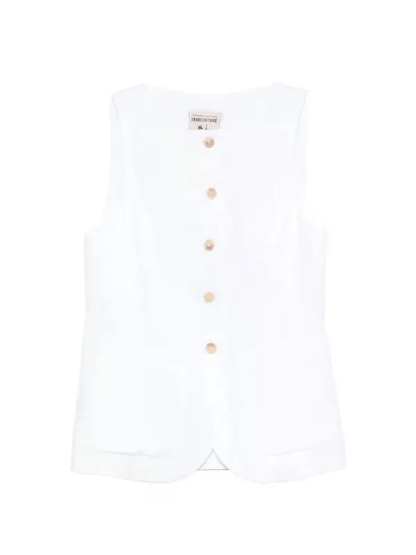 SEMICOUTURE Button-up Sleeveless Waistcoat - White