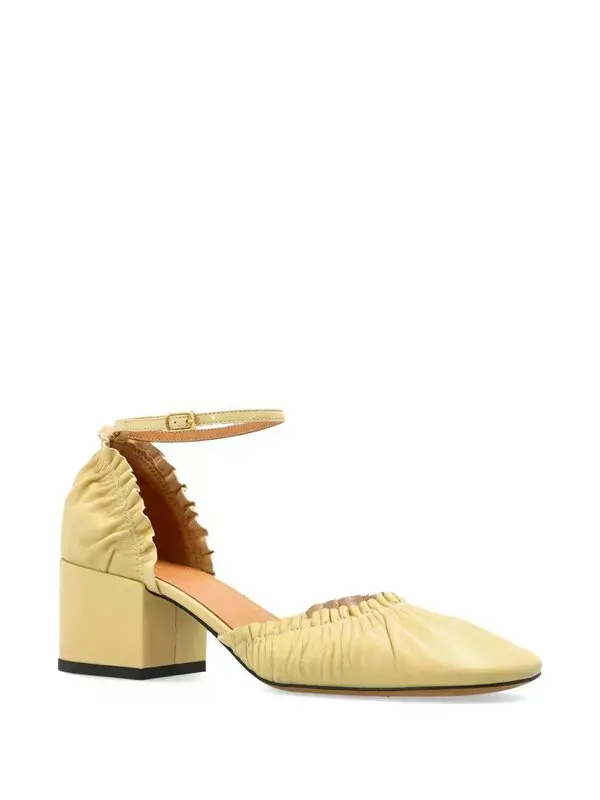 ODISSI Ruched Leather Heeled Pumps