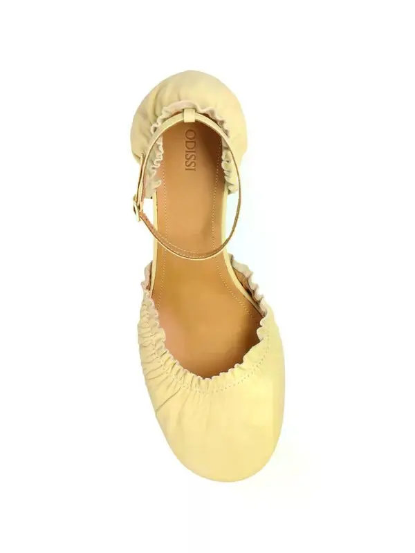 ODISSI Ruched Leather Heeled Pumps