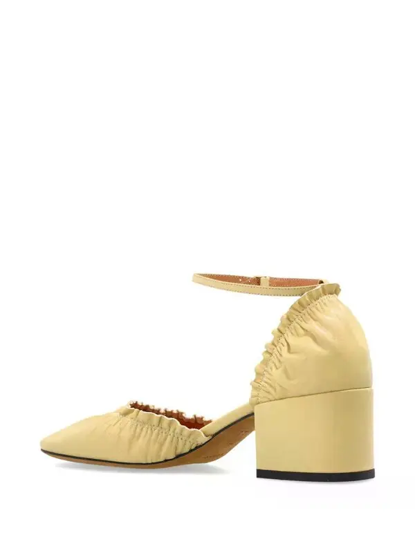 ODISSI Ruched Leather Heeled Pumps