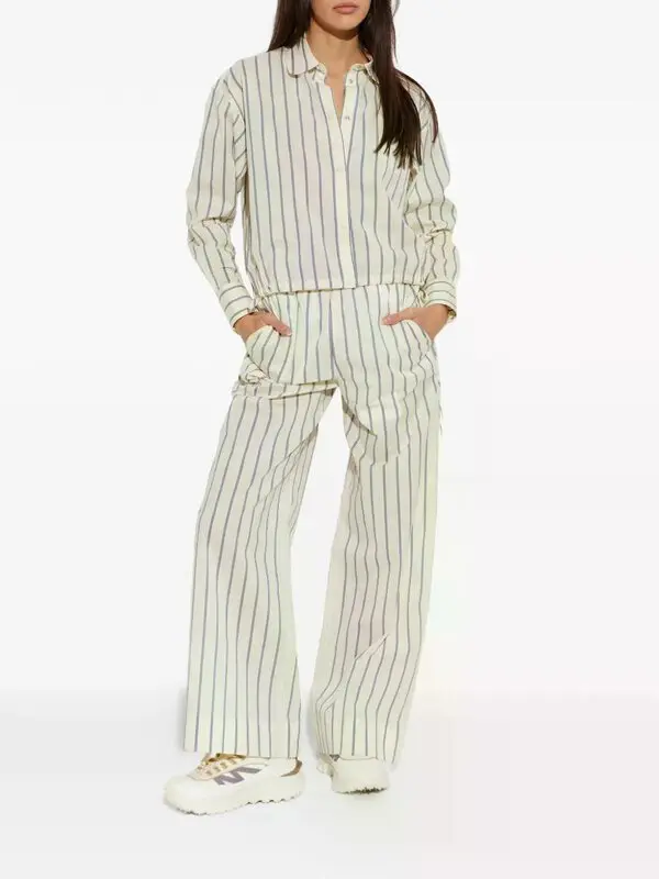 Moncler Striped Wide-leg Trousers - Neutrals