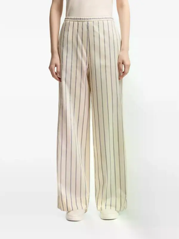 Moncler Striped Cotton & Silk Voile Trousers - Neutrals