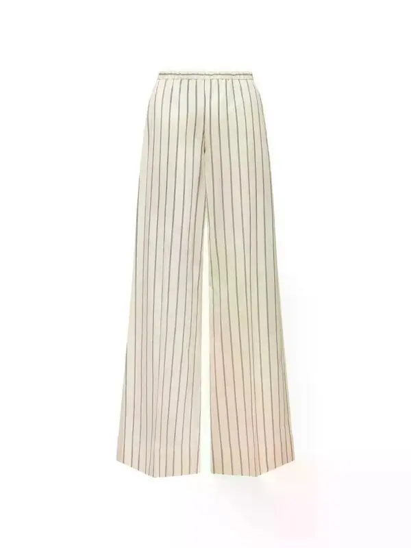 Moncler Striped Cotton & Silk Voile Trousers - Neutrals