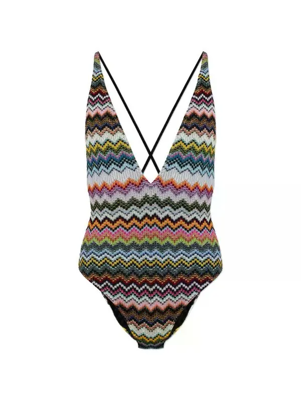 Missoni V-neck Knit Swimsuit - Black