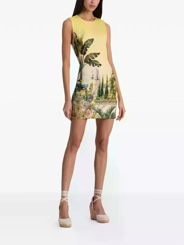 Alice + Olivia Wynell Landscape-print Mini Dress - Yellow