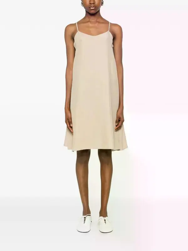 A TENTATIVE ATELIER Satin-finish V-neck Midi Dress