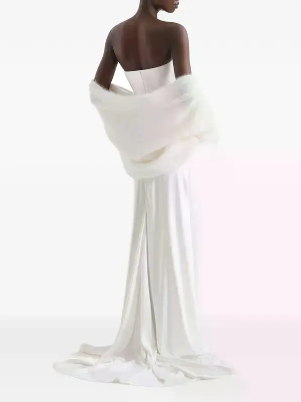 GENNY Long Bustier Ruffled Strapless Dress