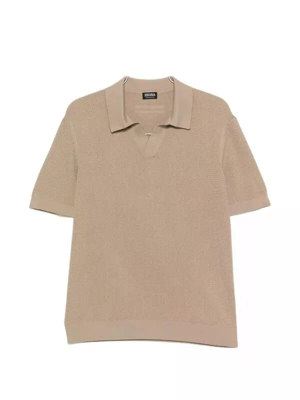 Zegna Waffle-knit V-neck T-shirt - Neutrals