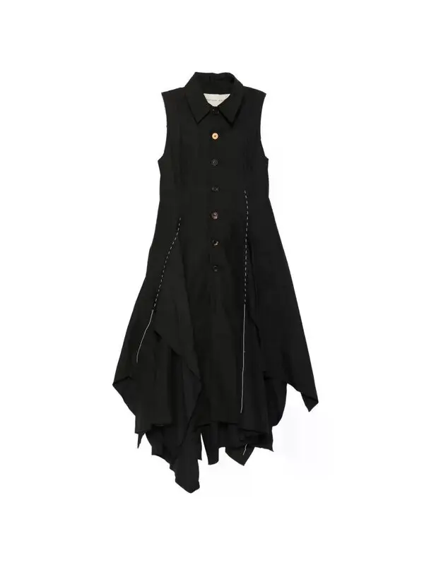 A TENTATIVE ATELIER Contrast-stitch Handkerchief-hem Dress - Black