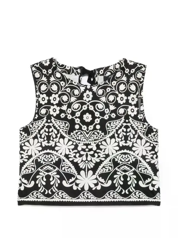 Max Mara Fanale Floral-print Cropped Top - Black