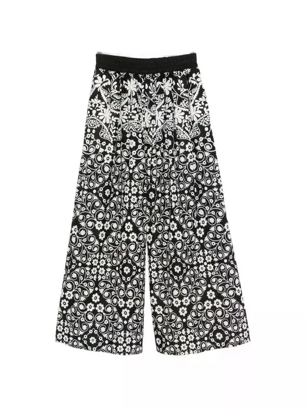 Max Mara Palanca Floral-print Palazzo Pants - Black