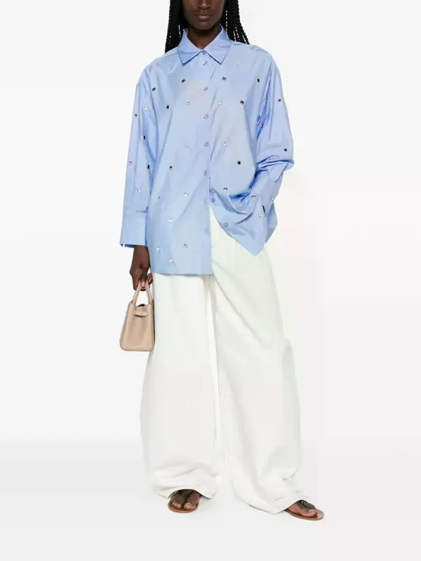 TWINSET Crystal-embellished Eyelet Shirt
